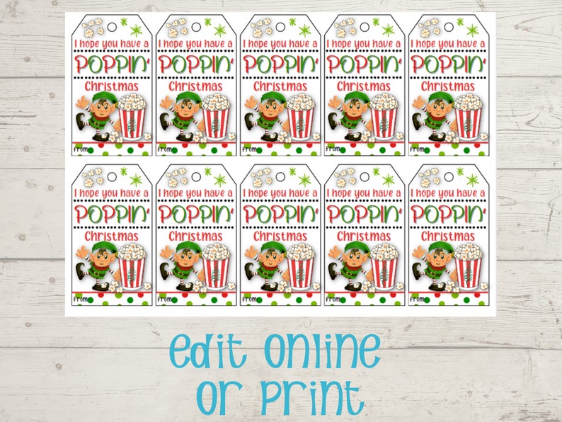 Editable Christmas Gift Tag , Poppinʻ Halloween , Popcorn Gift Tag for ...