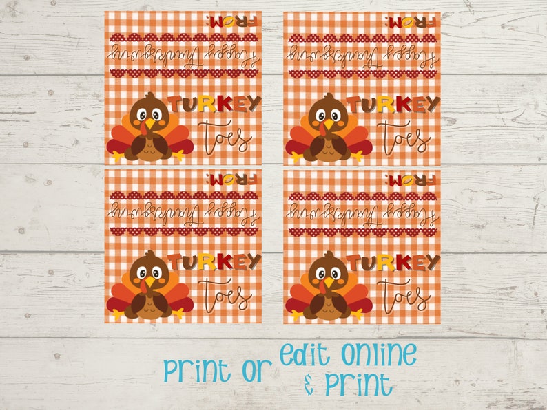 Editable Fall Autumn Gift Tag , Turkey Toes , Gift Tag for Students ...