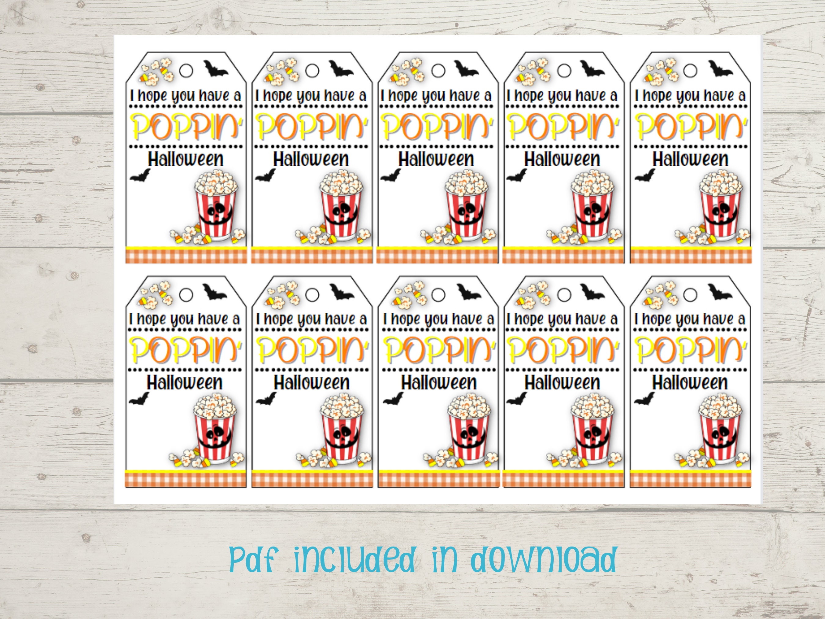 Editable Halloween Gift Tag , Poppinʻ Halloween , Popcorn Gift Tag for ...