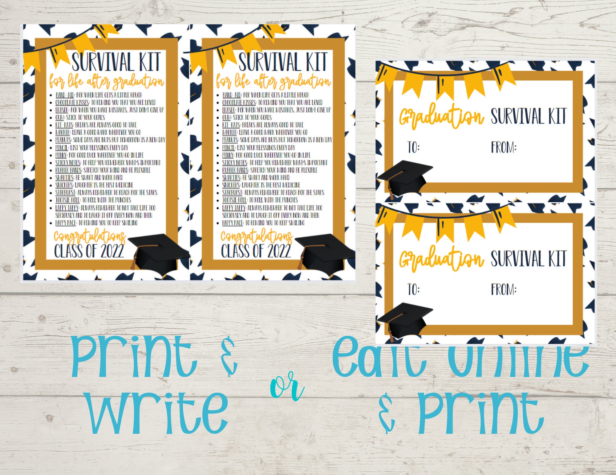Editable Graduation Survival Kit Tag , Graduation Party , Printable ...