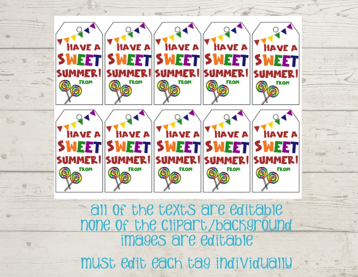 Editable End of Year Gift Tag , Sweet Summer Tag , End of Year Gift ...