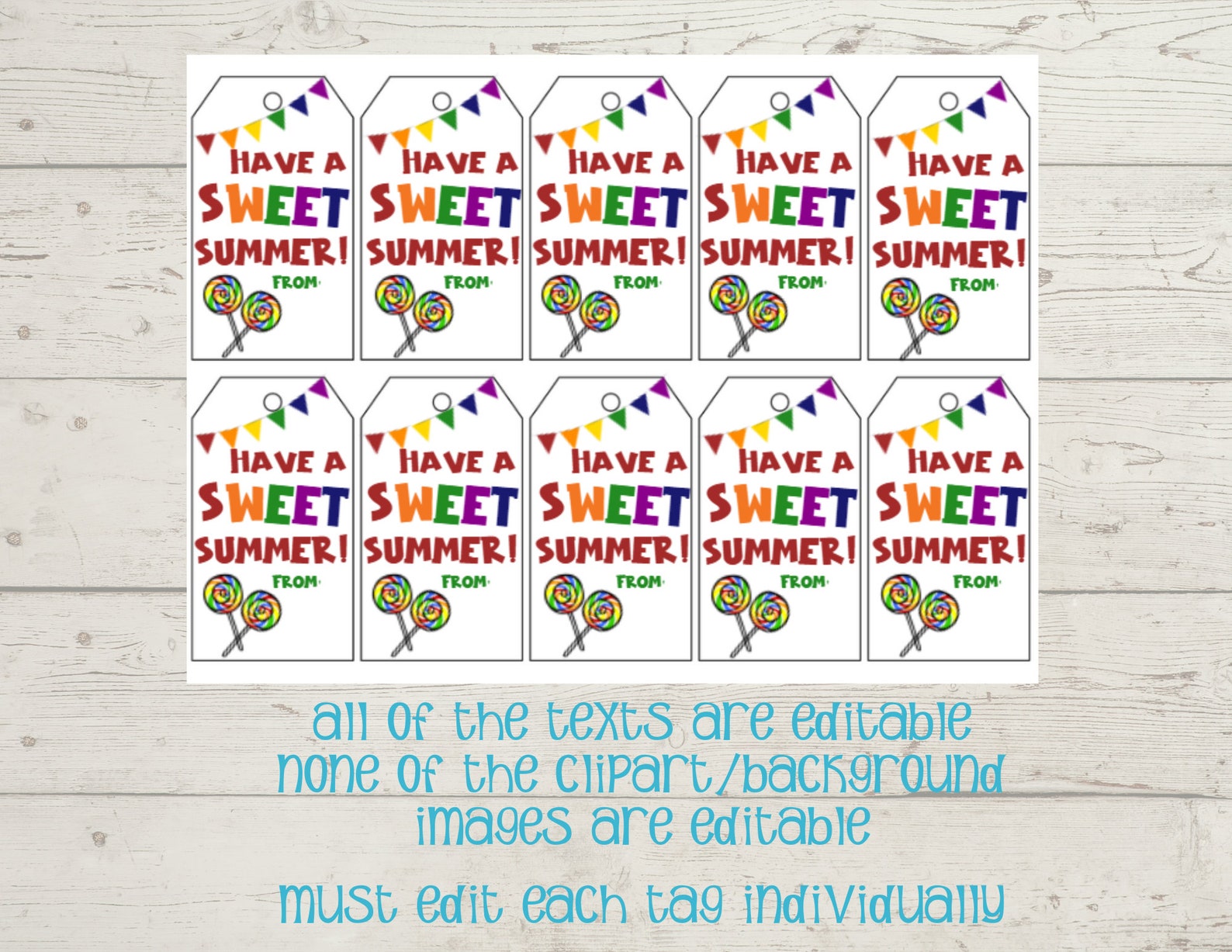 Editable End of Year Gift Tag , Sweet Summer Tag , End of Year Gift ...