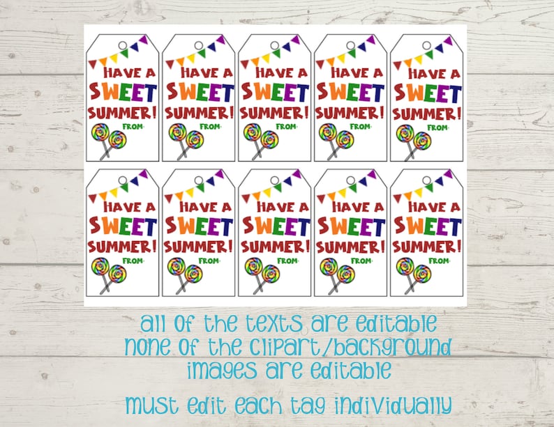 Editable End of Year Gift Tag Sweet Summer Tag End of Year - Etsy