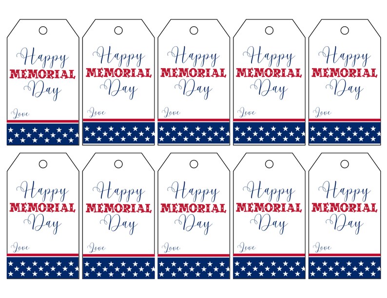 Editable Memorial Day Gift Tag , Memorial Day Favor Tag Template ...