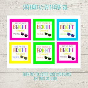 Editable End of Year Gift Tag , Have a Bright Summer Tag , End of Year ...