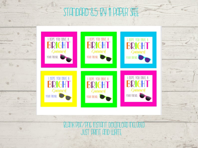 Editable End of Year Gift Tag , Have a Bright Summer Tag , End of Year ...