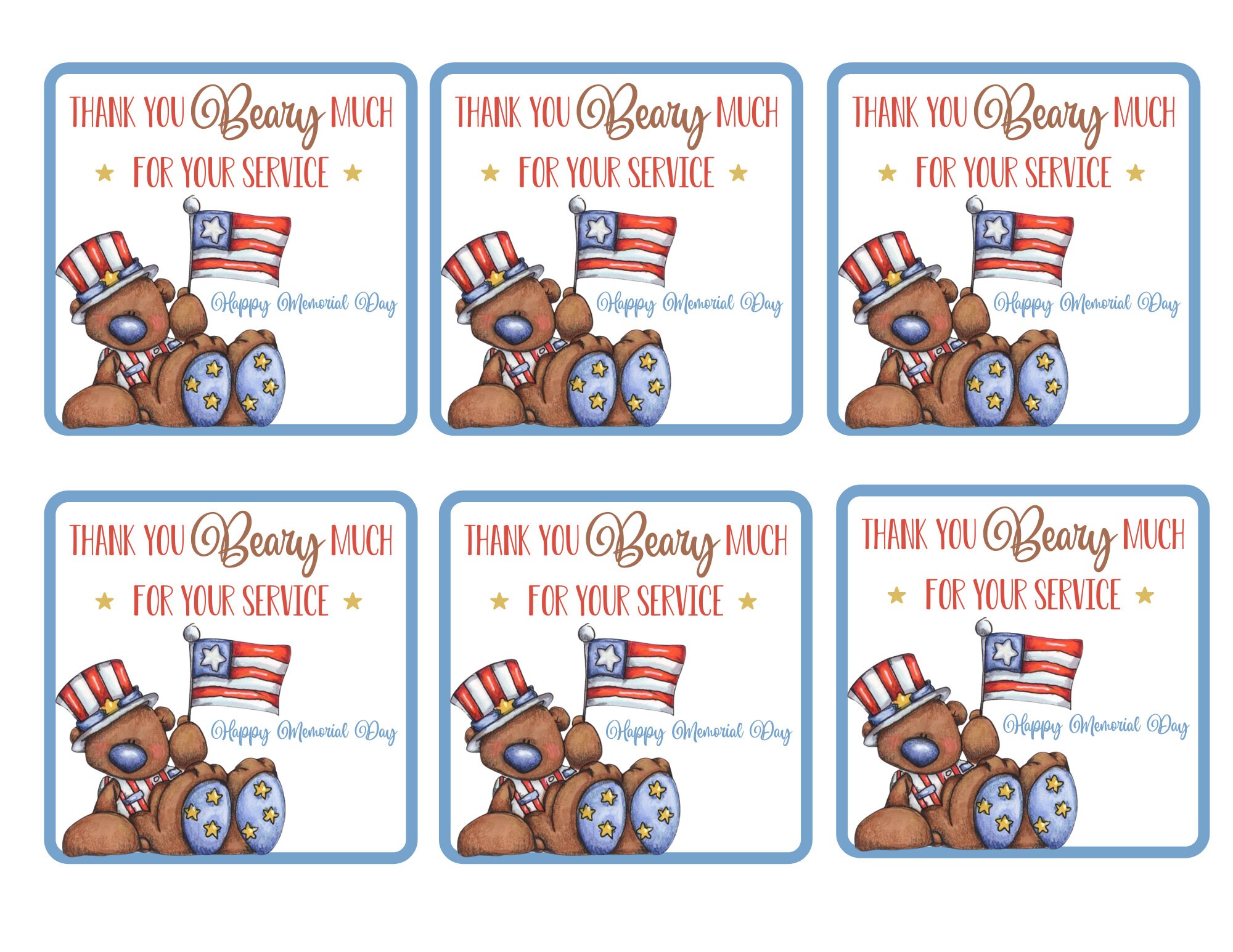 Editable Memorial Day Gift Tag , Memorial Day Favor Tag Template ...