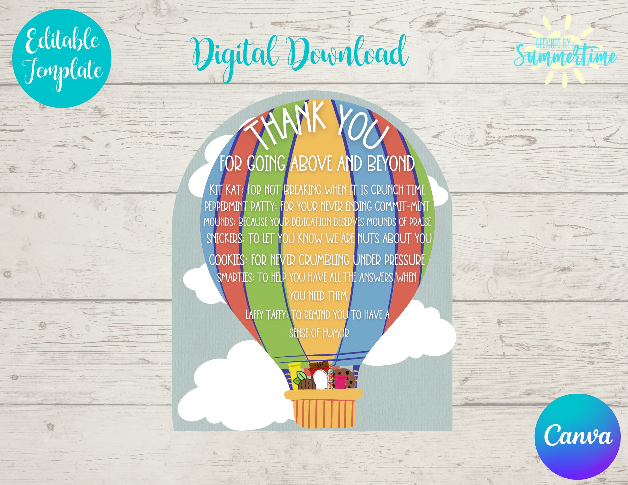 Editable Staff Snack Kit Tag , Staff Appreciation , Printable, Candy ...