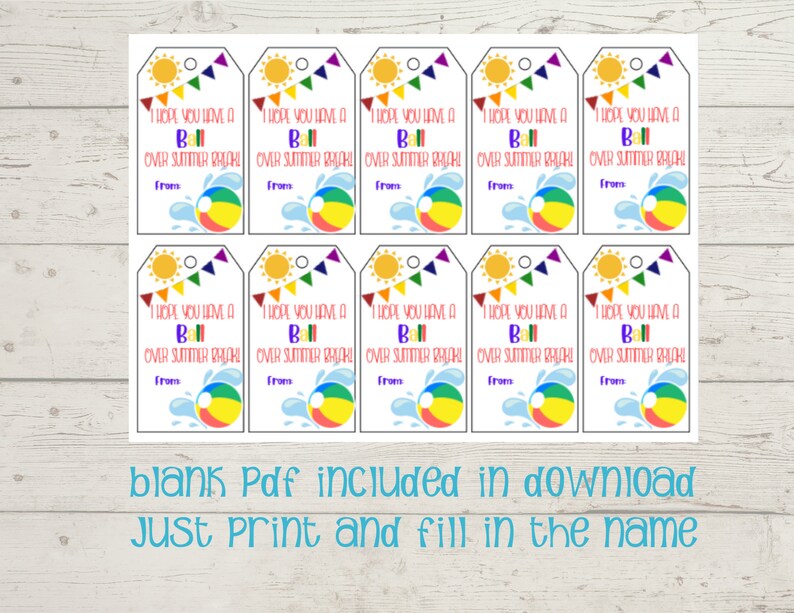 Editable End of Year Gift Tag , Have a Ball Tag , End of Year Gift Tags ...