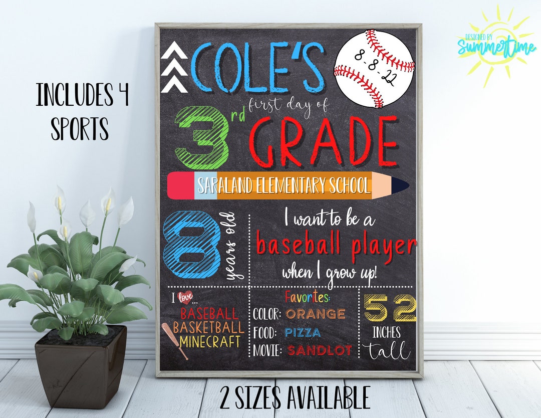 First Day of School Sign, Editable Photo Prop Sign, Sports First Day ...