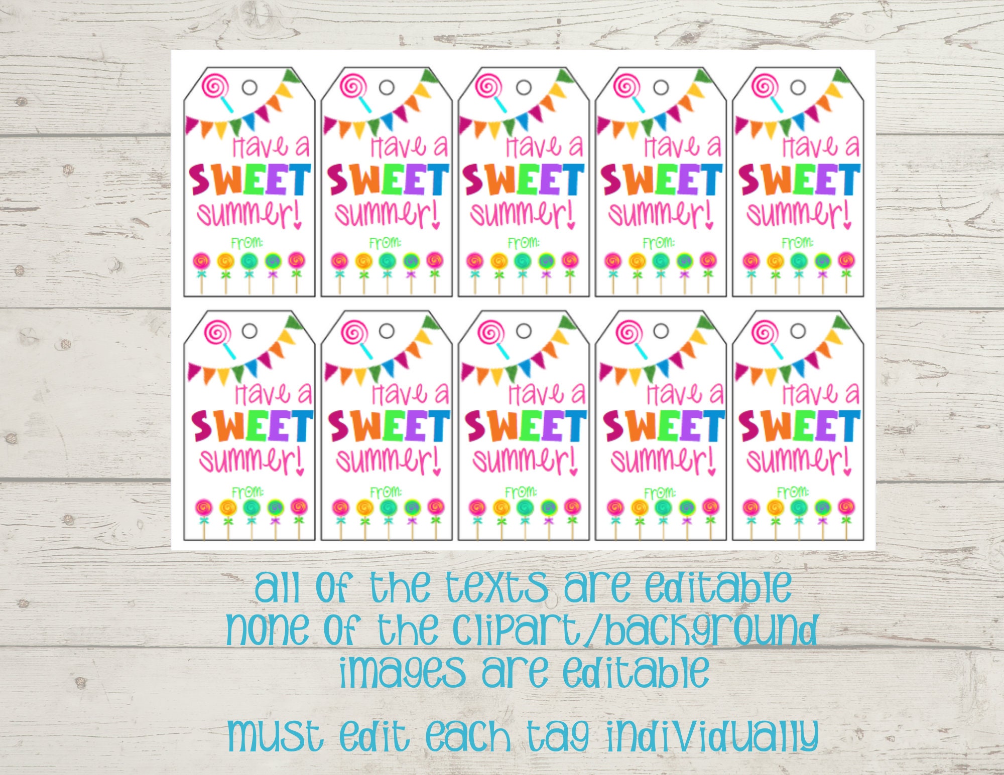 Editable End of Year Gift Tag , Sweet Summer Tag , End of Year Gift ...
