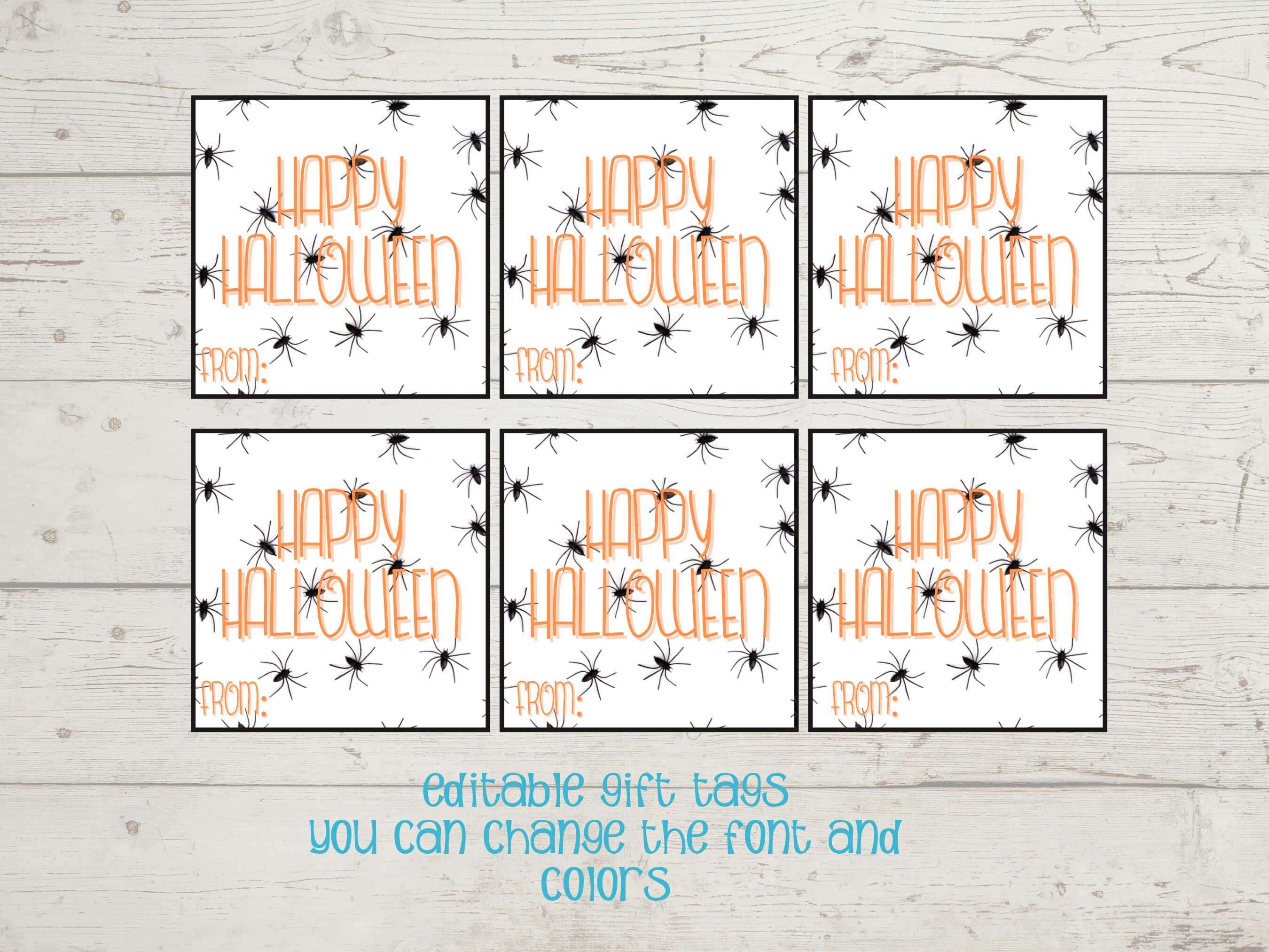 Editable Halloween Gift Tag , Happy Halloween , Spider Theme , Gift Tag ...