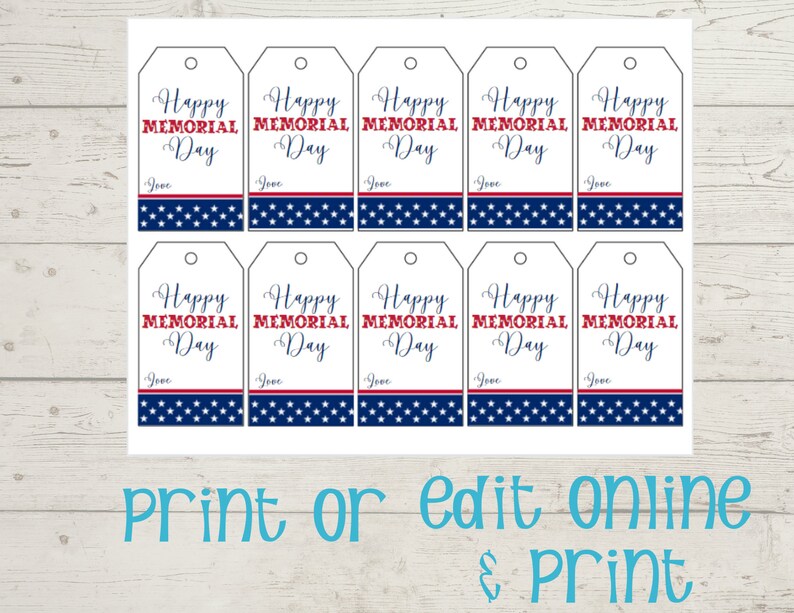 Editable Memorial Day Gift Tag , Memorial Day Favor Tag Template ...