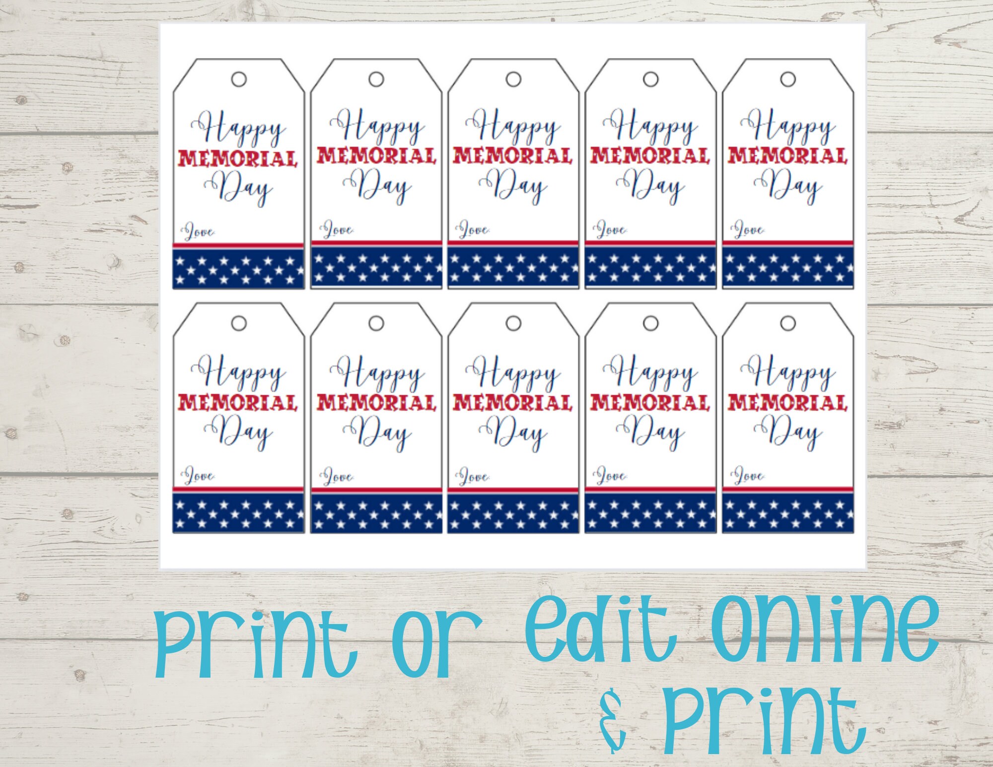 Editable Memorial Day Gift Tag , Memorial Day Favor Tag Template ...
