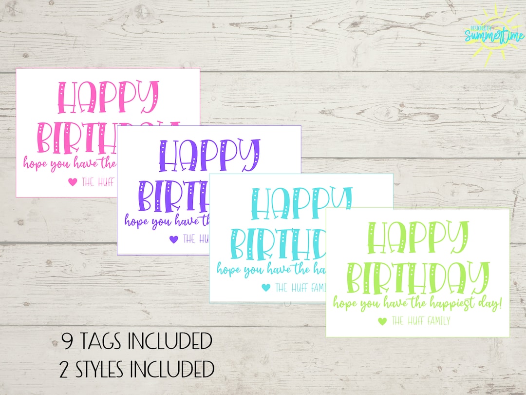 Editable Happy Birthday Gift Tag, Happy Birthday Tag, Gift Tags for ...