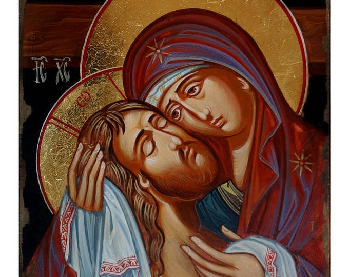 The Lamentation, Pieta, Hand Painted Orthodox Icon, Byzantine Orthodox ...