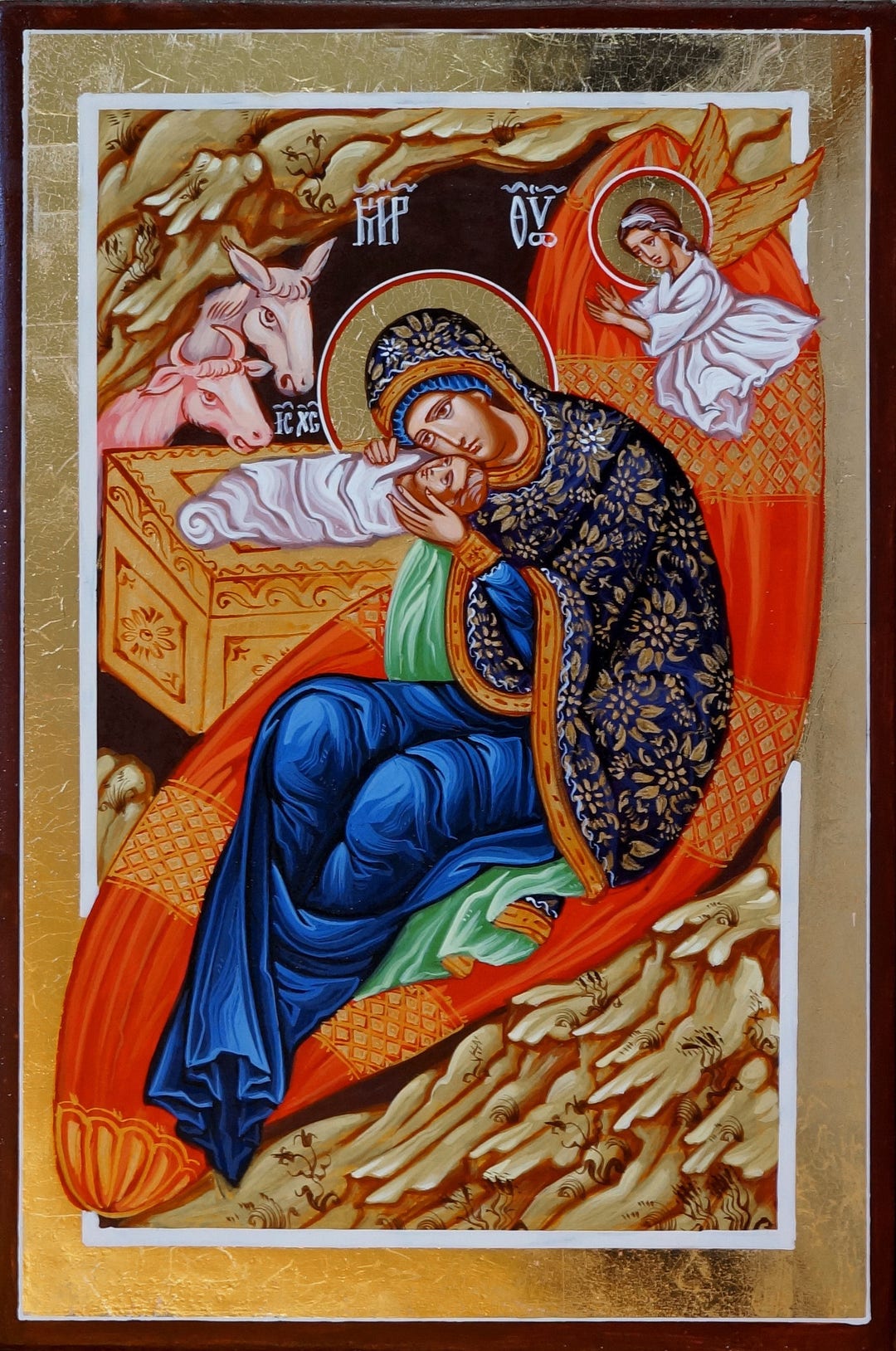 Nativity of Jesus Christ, Hand Painted Orthodox Icon, Byzantine ...