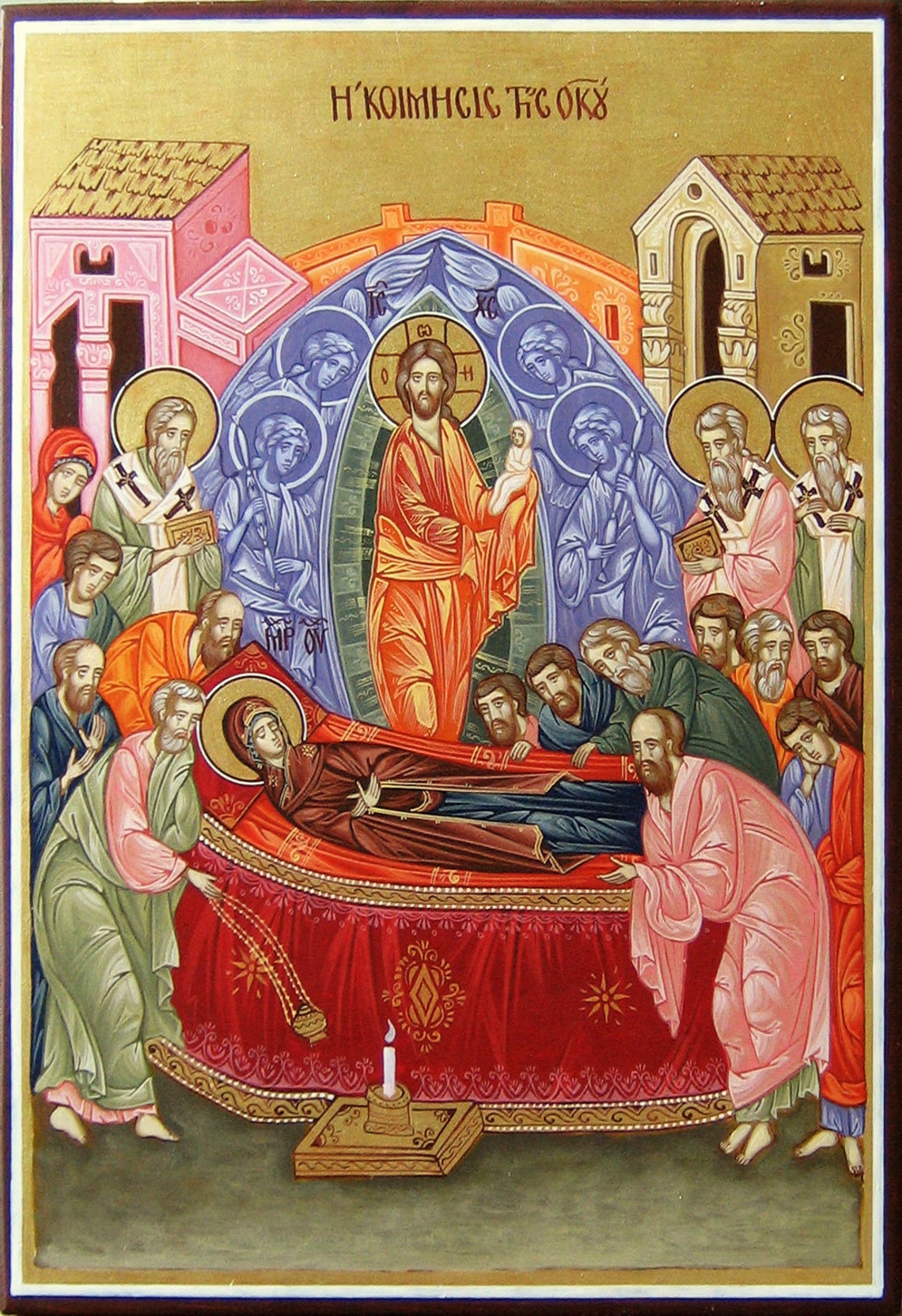 Dormition of the Mother of God, Hand Painted Orthodox Icon, Byzantine ...