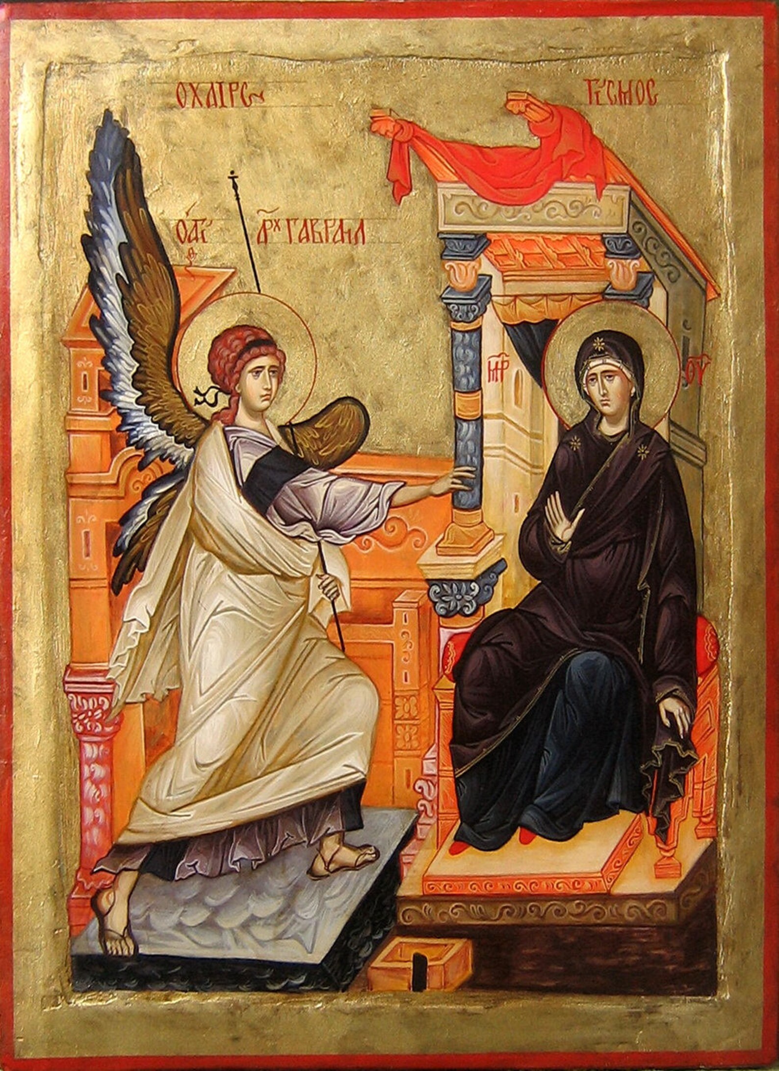 Annunciation, Hand Painted Orthodox Icon, Bizantine Orthodox Icon ...