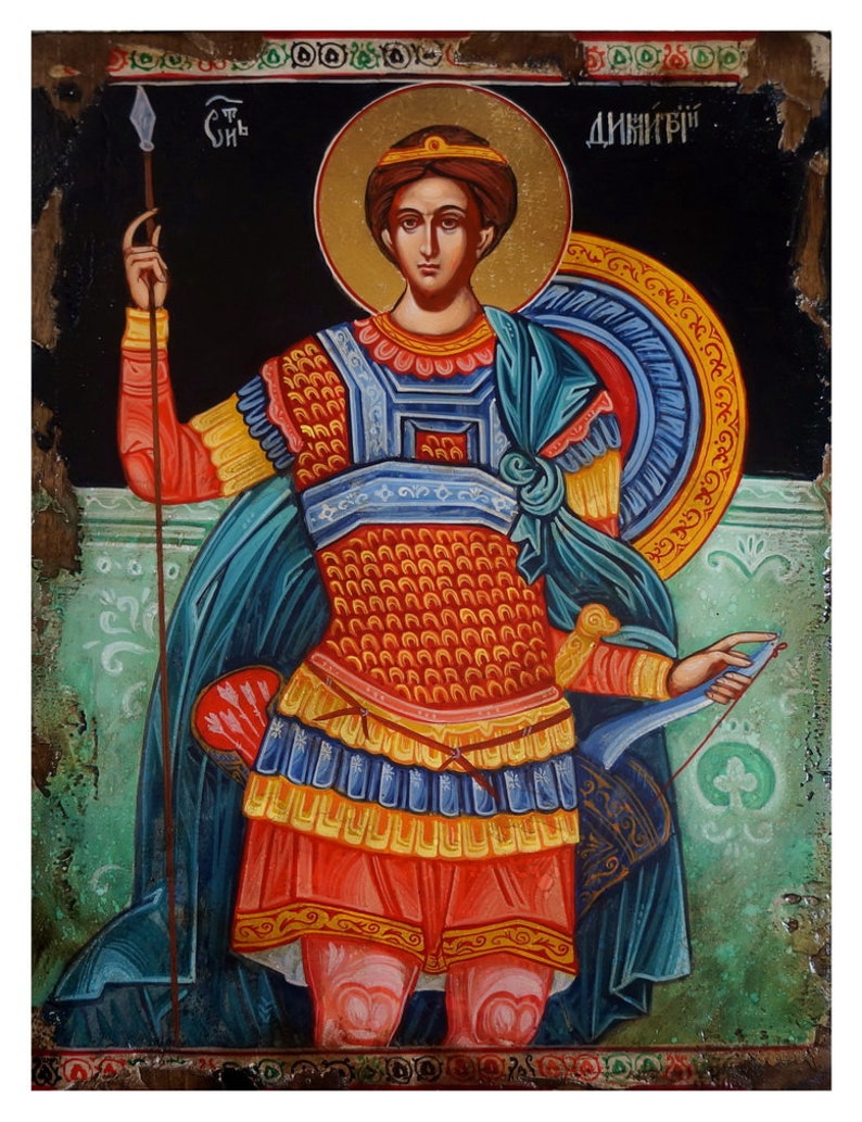 Saint Demetrios Icon, Hand Painted Orthodox Icon, Byzantine Orthodox ...
