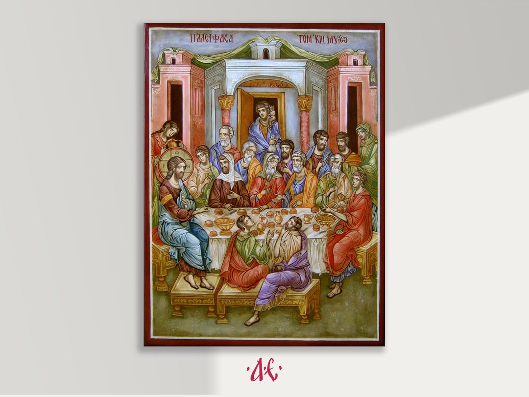 The Last Supper, Hand Painted Orthodox Icon, Byzantine Orthodox Icon ...