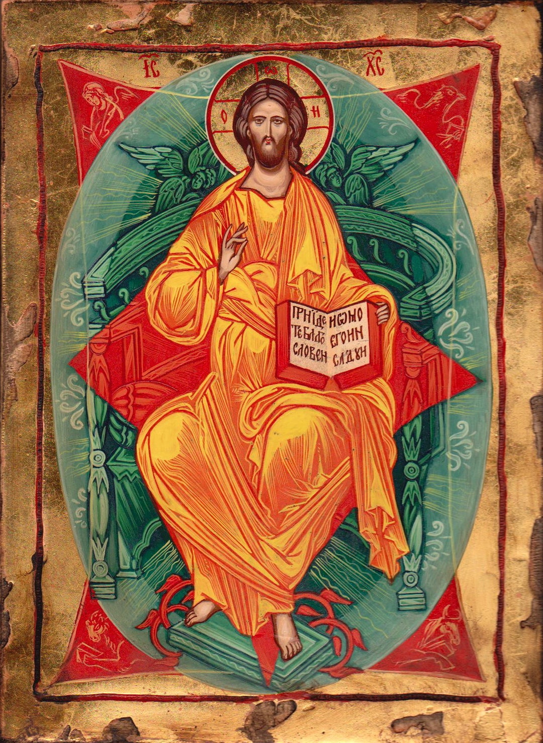 Christ Enthroned in Glory, Hand Painted Orthodox Icon, Russian Orthodox ...