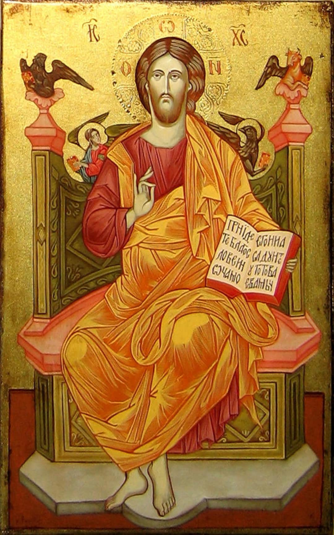 Christ Enthroned, Jesus Christ, Hand Painted Orthodox Icon, Byzantine ...