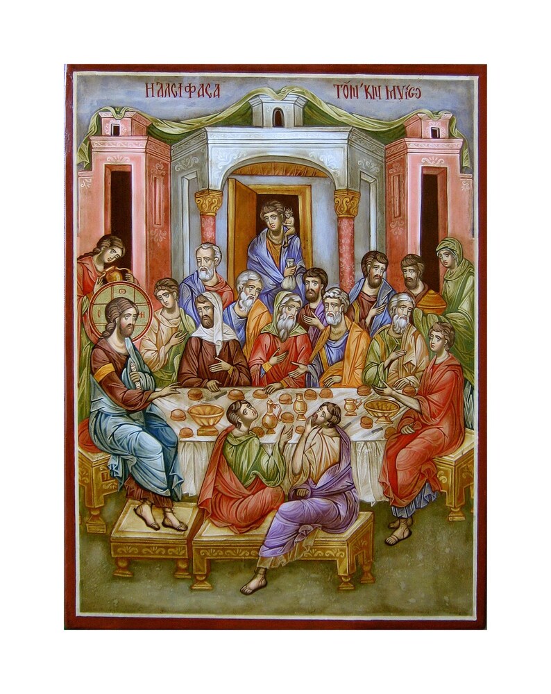 The Last Supper, Hand Painted Orthodox Icon, Byzantine Orthodox Icon ...