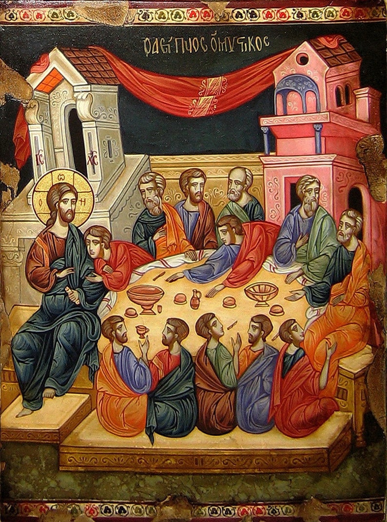 The Last Supper, Hand Painted Orthodox Icon, Byzantine Orthodox Icon ...