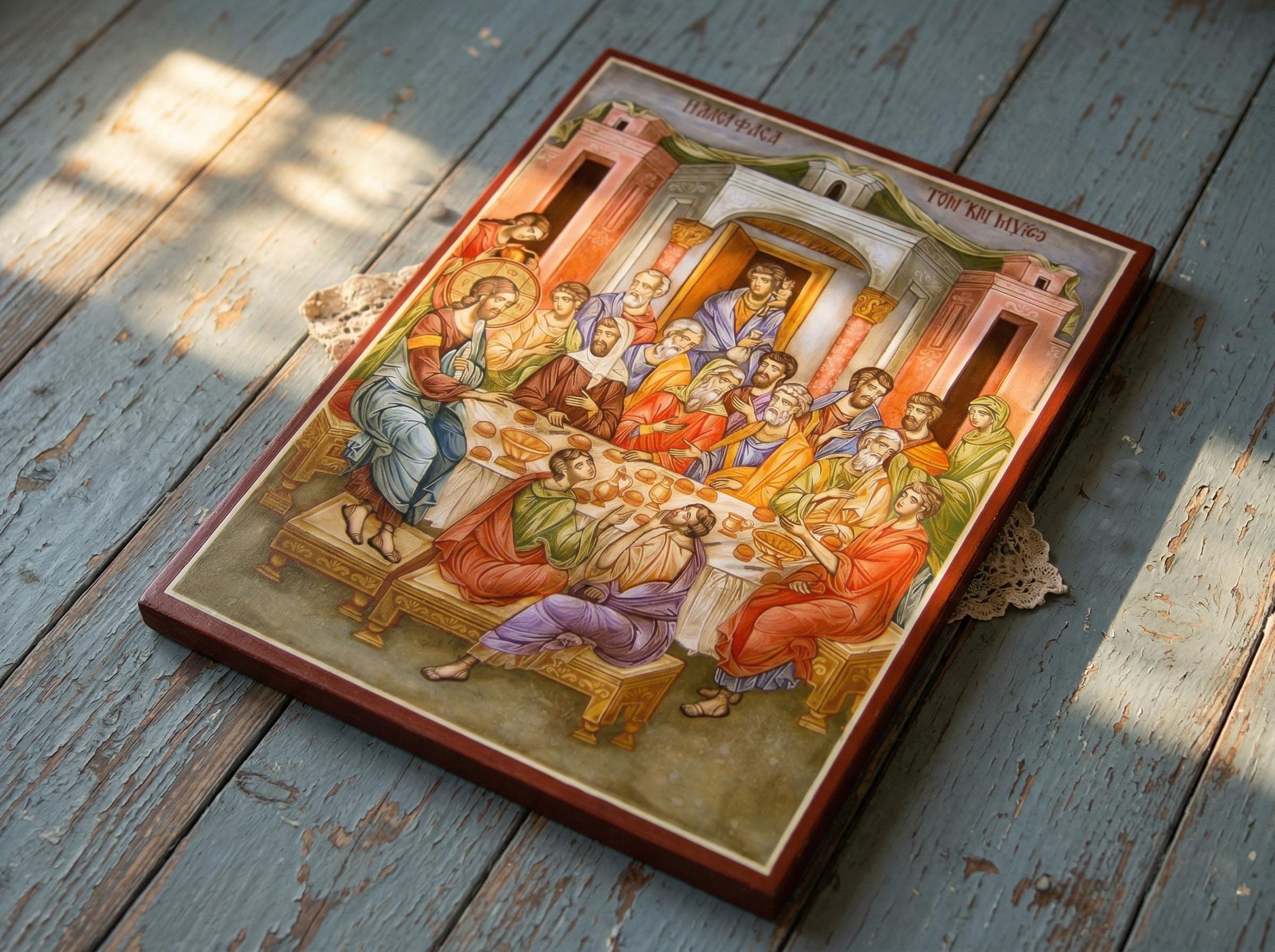 The Last Supper, Hand Painted Orthodox Icon, Byzantine Orthodox Icon ...