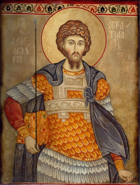 Saint Theodore Stratilates Hand Painted Orthodox Icon - Etsy