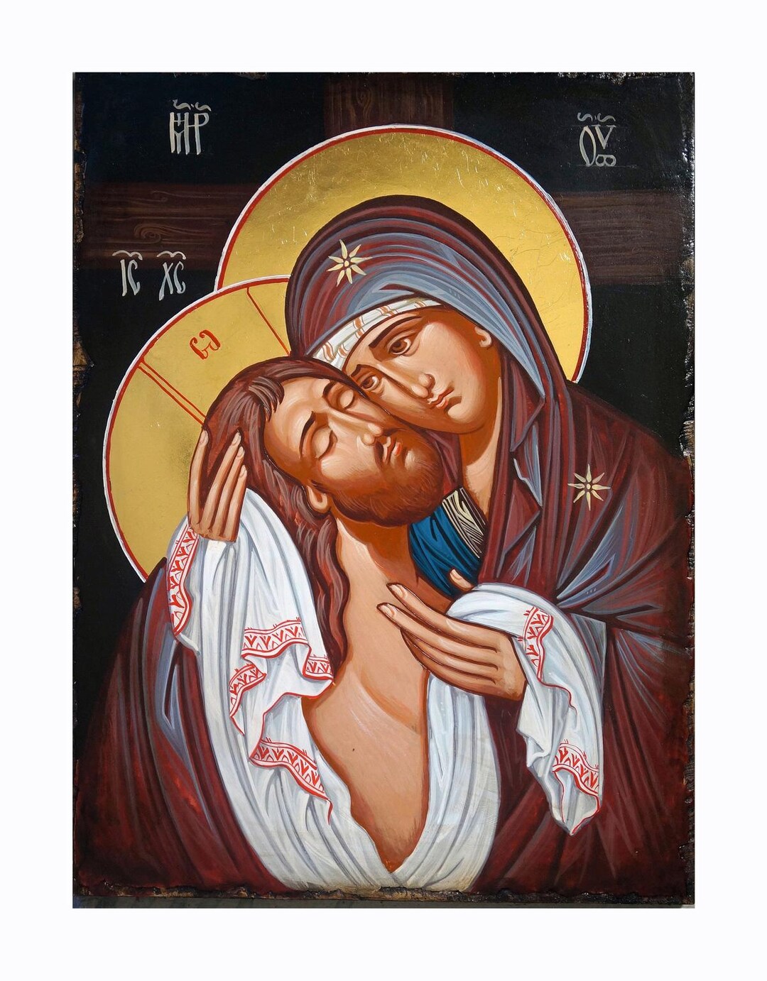 The Lamentation, Pieta, Hand Painted Orthodox Icon, Byzantine Orthodox ...