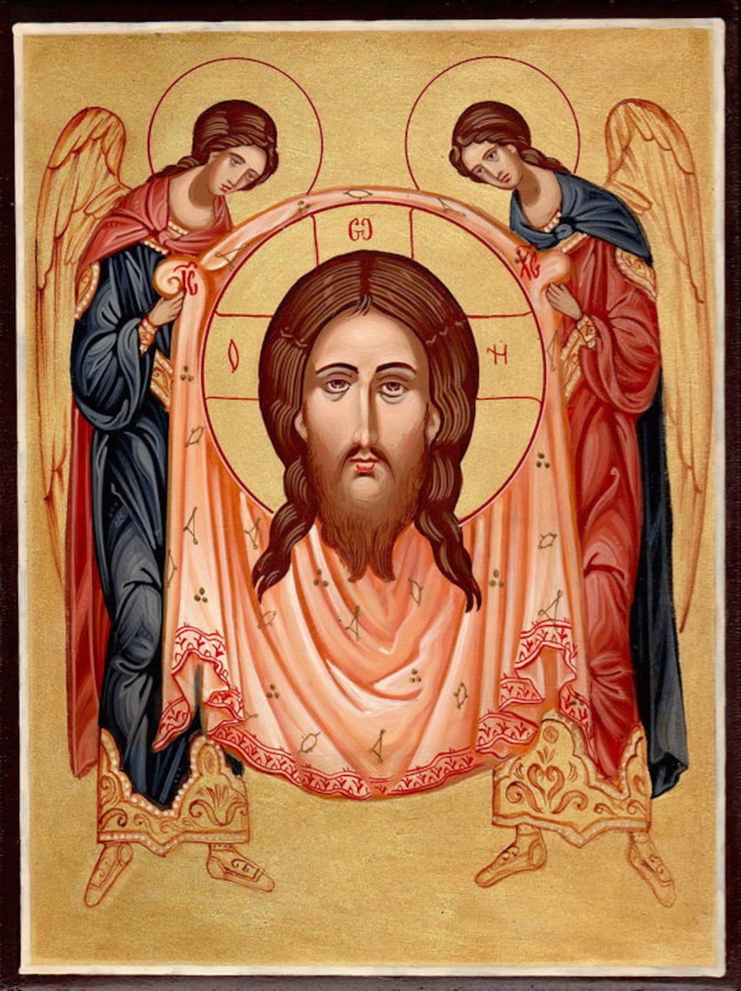 Jesus Christ the Holy Face, the Veil of Veronica, Hand Painted Orthodox Icon, Byzantine Orthodox ...