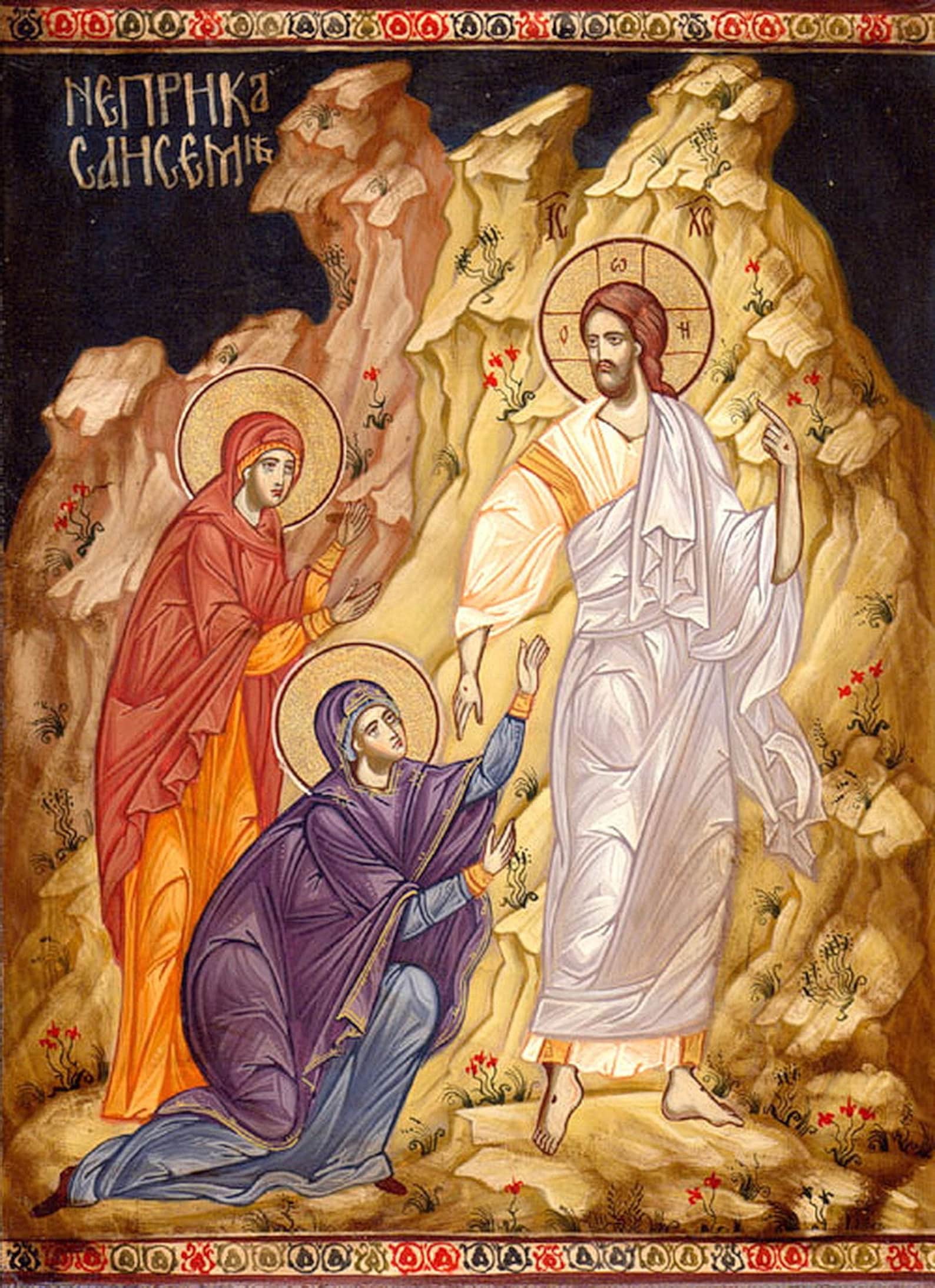 Jesus Appears to the Holy Women, Hand Painted Orthodox Icon, Byzantine ...