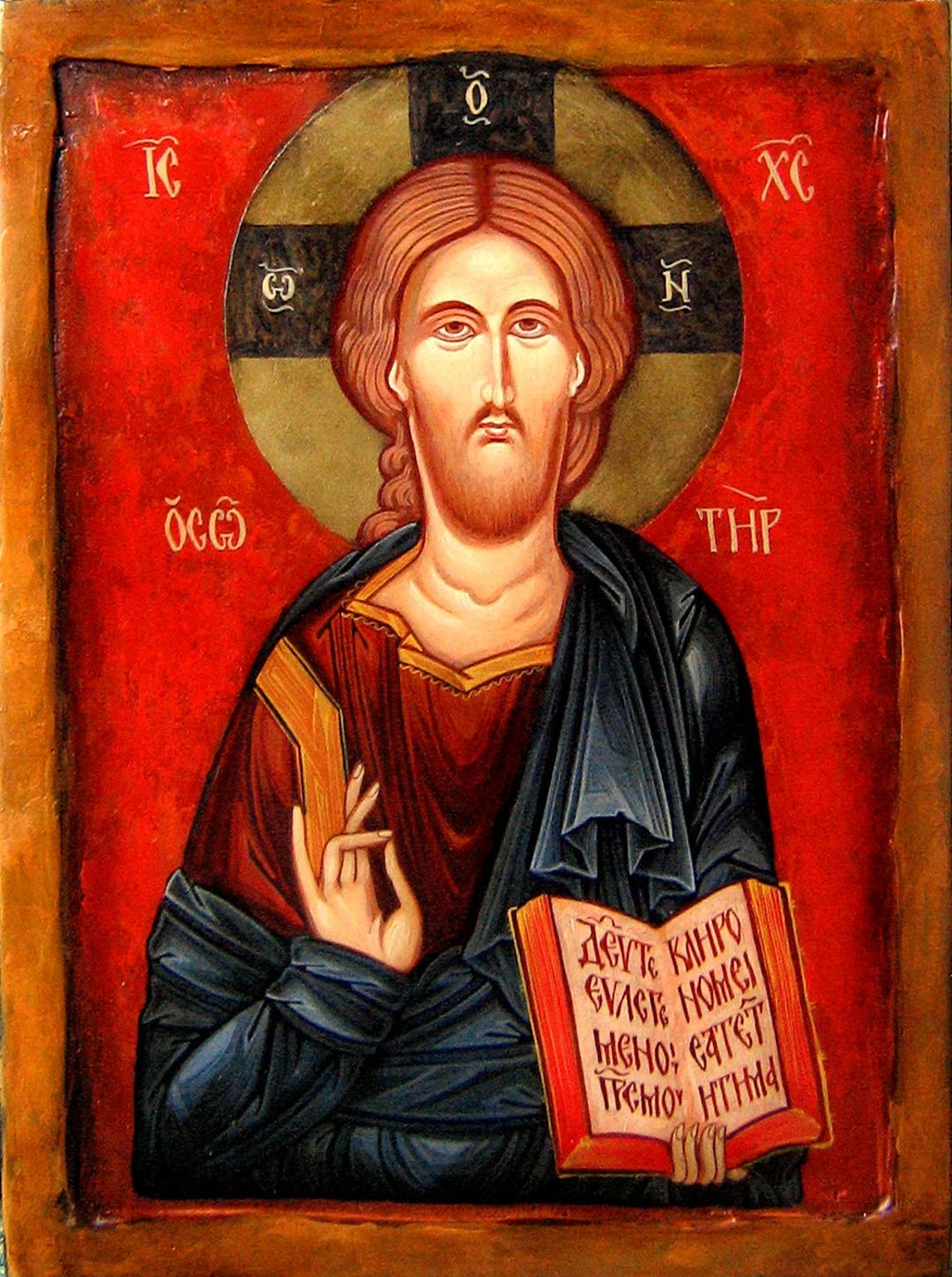 Jesus Christ Pantocrator, Hand Painted Orthodox Icon, Byzantine ...