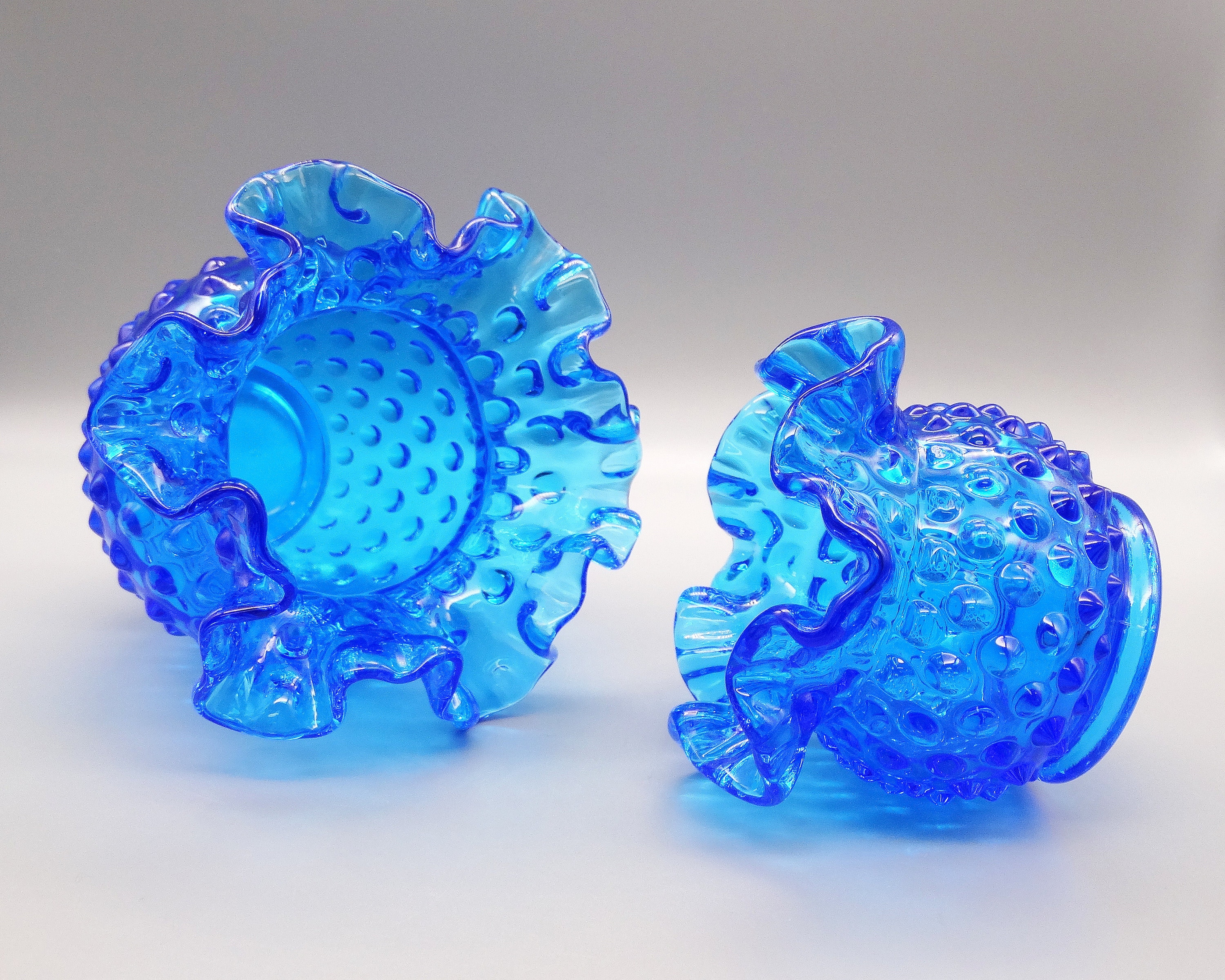Colonial Blue Fenton Hobnail Ruffled Bowls, Fenton Ruffled Hobnail ...