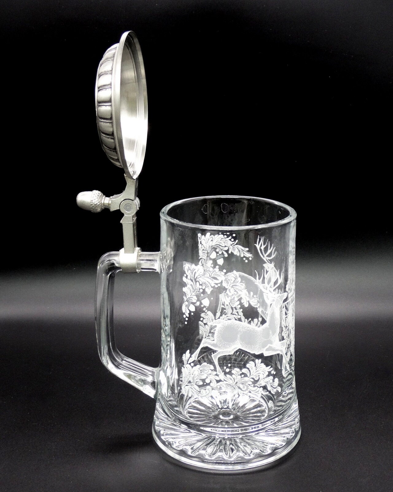 Rustic Buck & Heraldic Shield Glass Beer Stein, Vintage Avon majestic ...