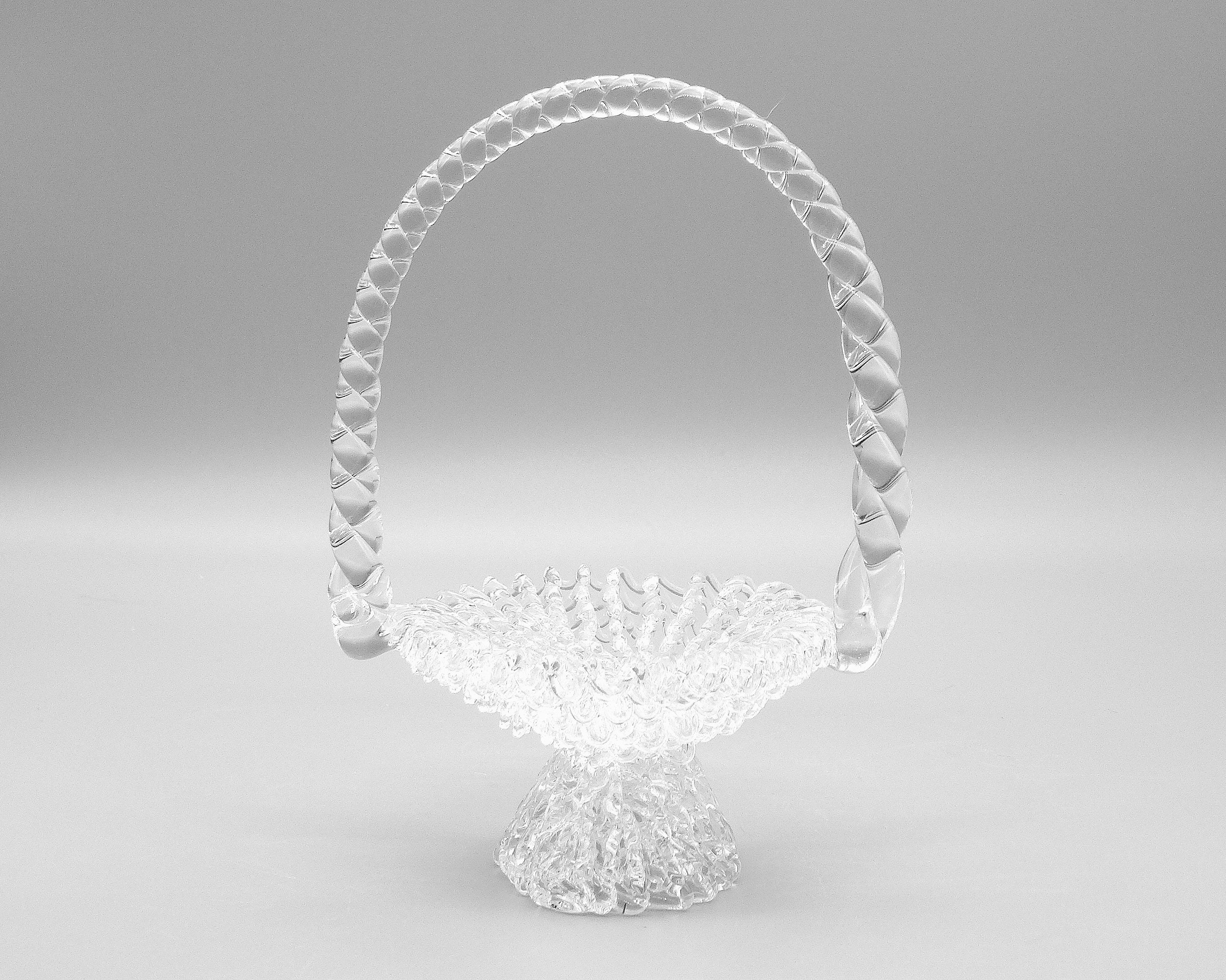Spun Lace Glass Decorative Basket Clear Hand Spun Glass - Etsy