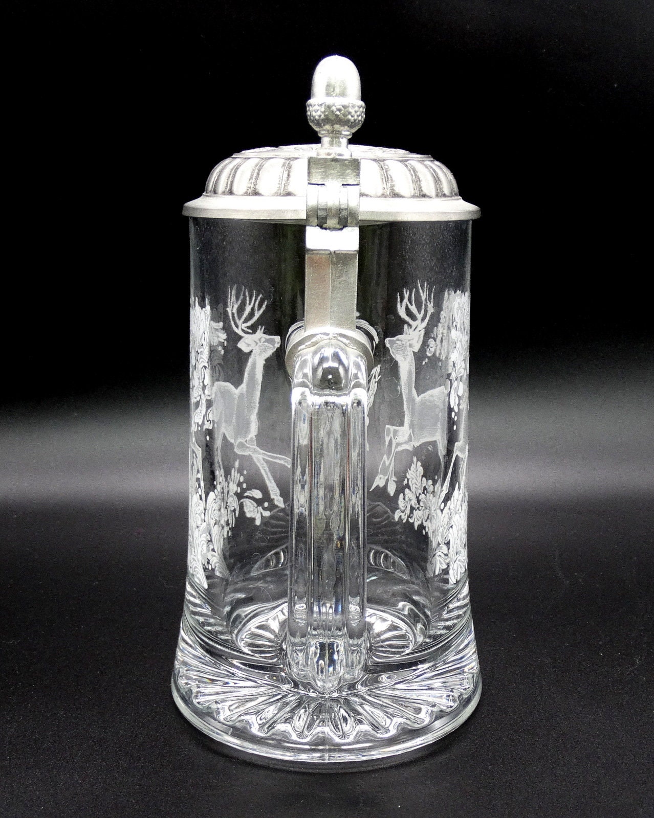 Rustic Buck & Heraldic Shield Glass Beer Stein, Vintage Avon majestic ...