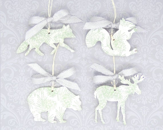 Woodland Animals Wooden Ornament Set Farmhouse Wooden Animal - Etsy