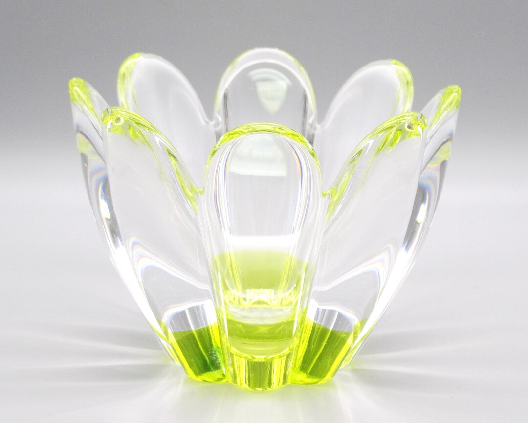 Orrefors "mayflower" Yellow & Clear Crystal Bowl, Vintage Swedish ...