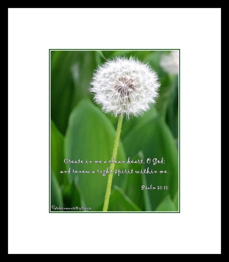White Dandelion Scripture Photograph-scripture Wall Art-religious Decor ...