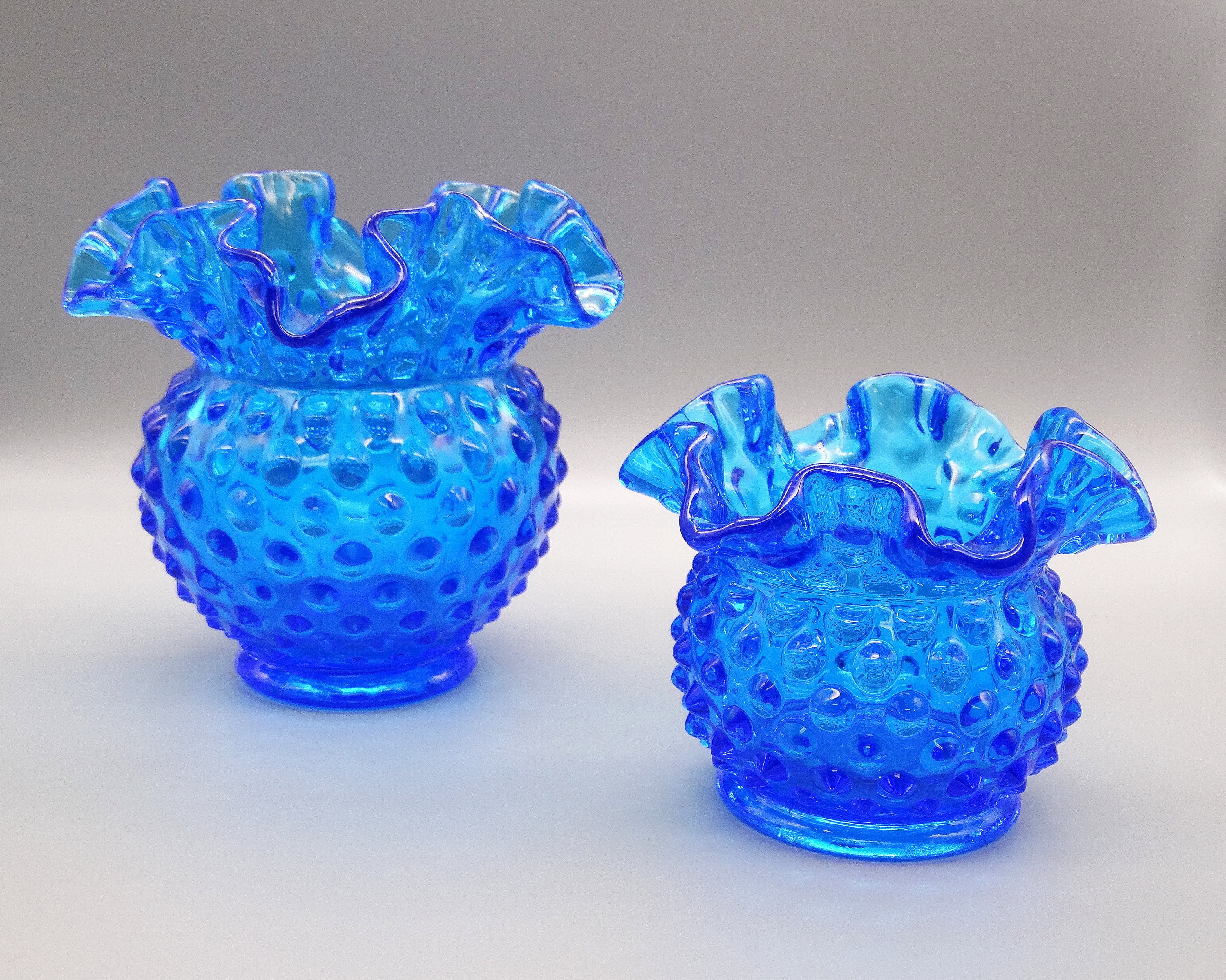 Colonial Blue Fenton Hobnail Ruffled Bowls, Fenton Ruffled Hobnail ...