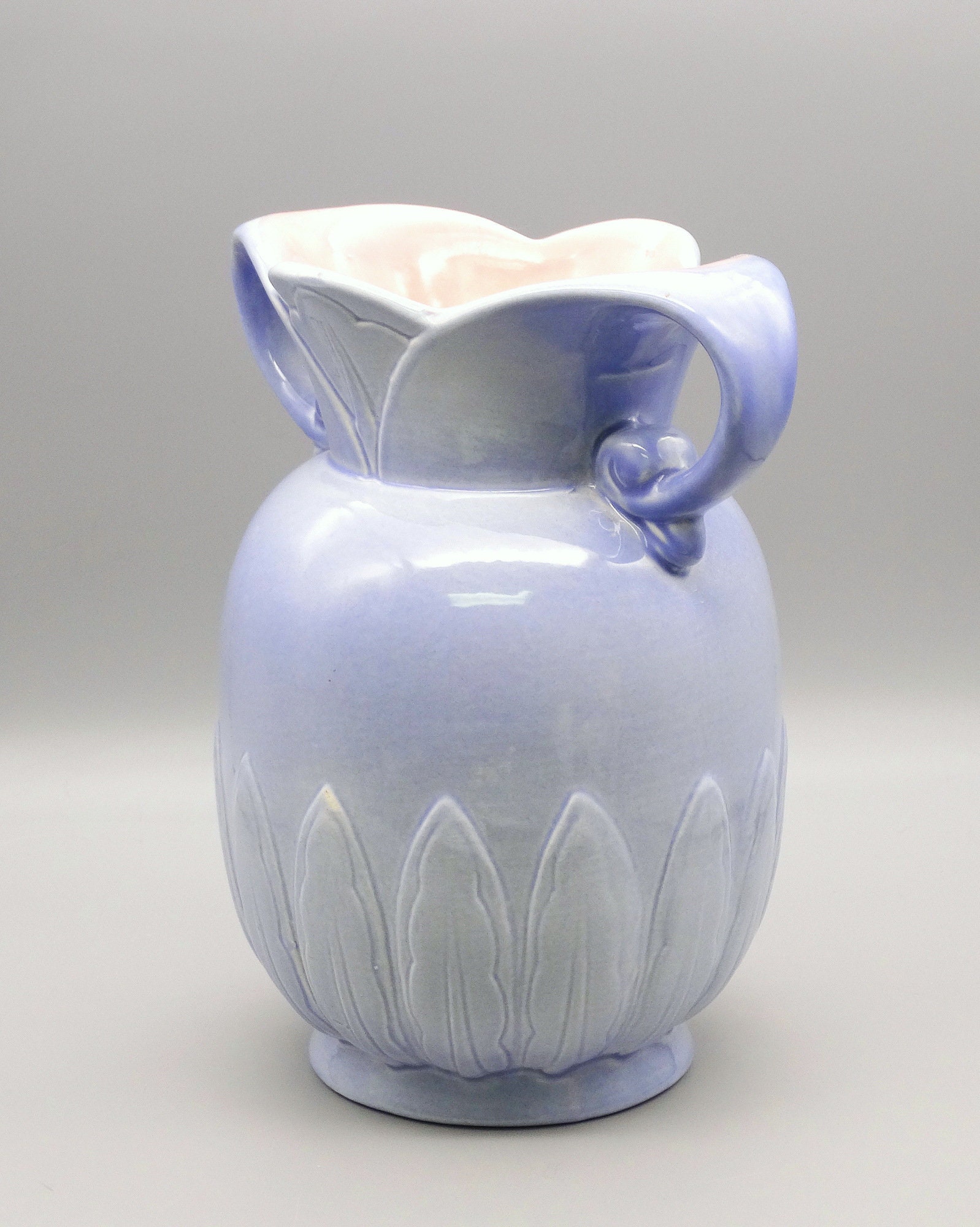 Pale Blue & Luster Rachelle Lined Red Wing Pottery Vase, Vintage Bi ...