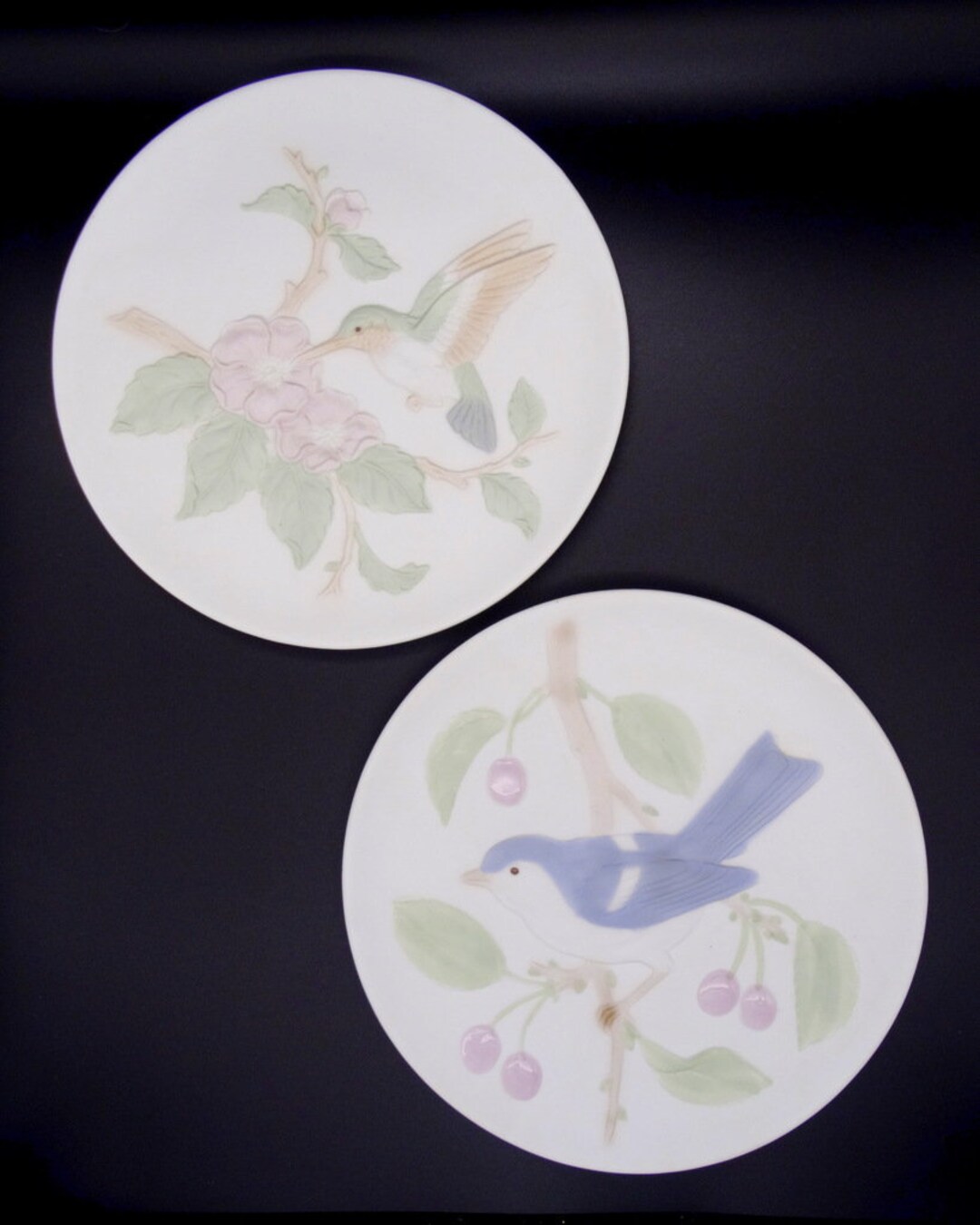 Hummingbird & Blue Bird Collectible Japan Plate Set, Vintage Porcelain ...