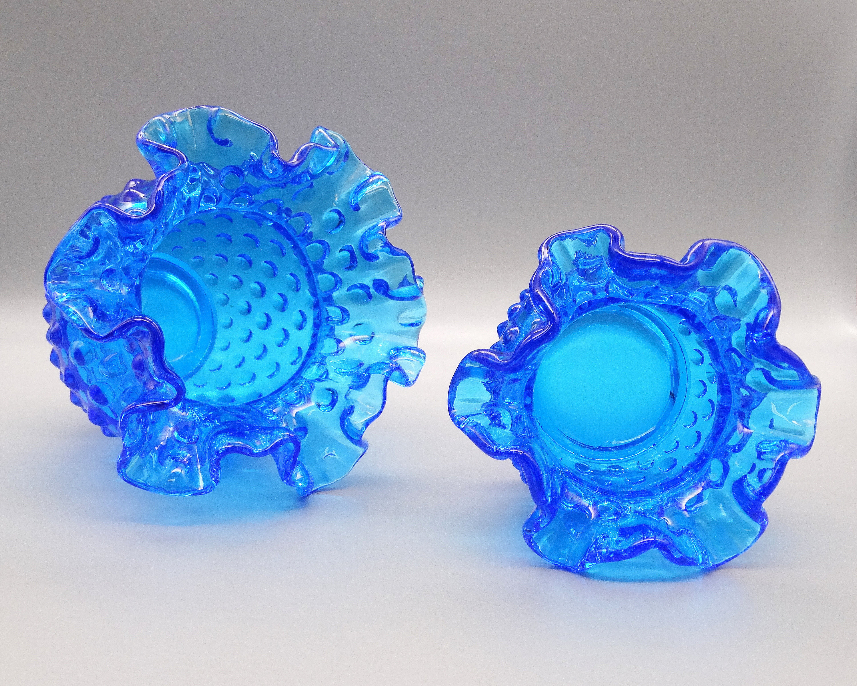 Colonial Blue Fenton Hobnail Ruffled Bowls, Fenton Ruffled Hobnail ...