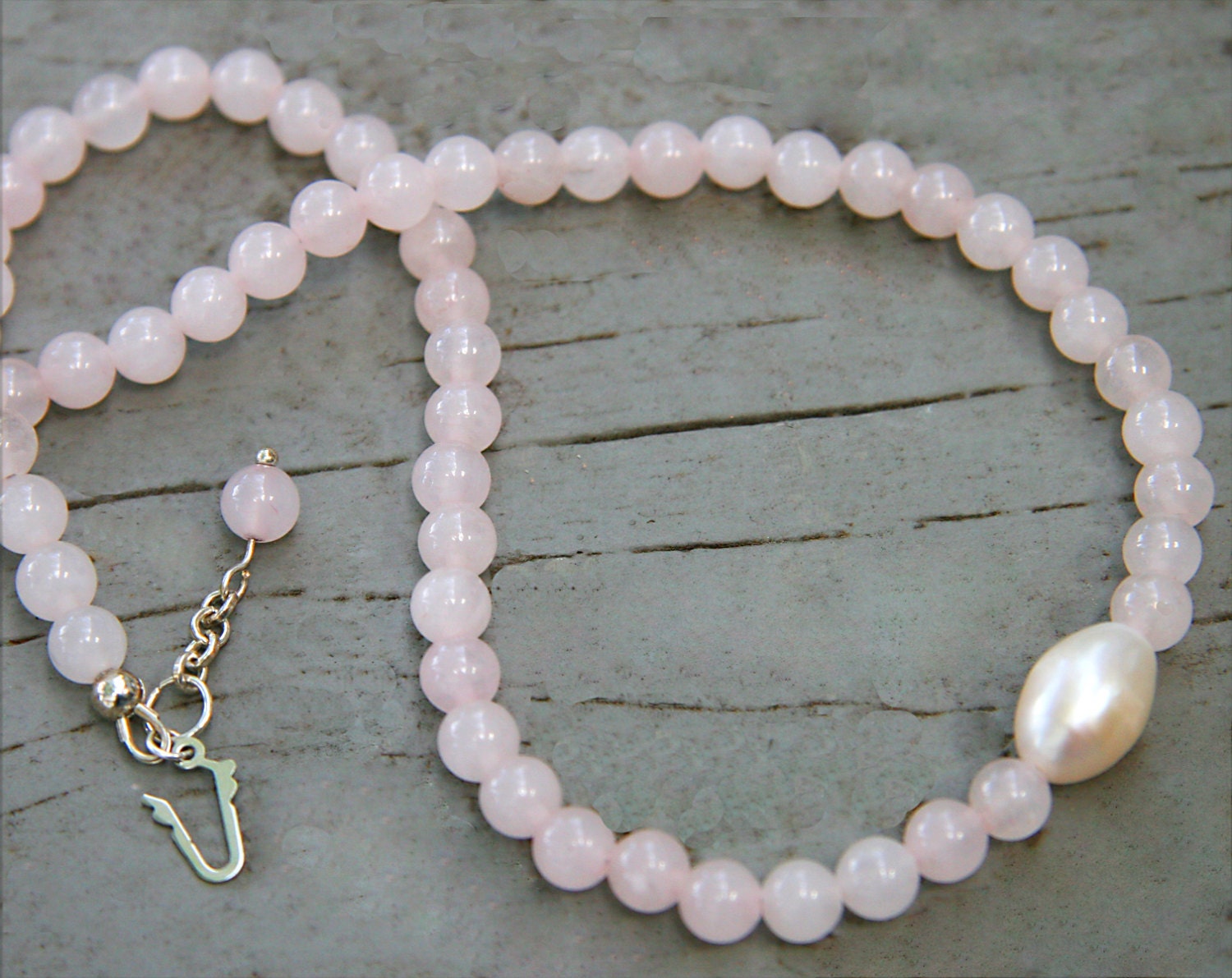 Collar de cuarzo rosa, joyería de cuarzo, collar con cuentas, collar ...