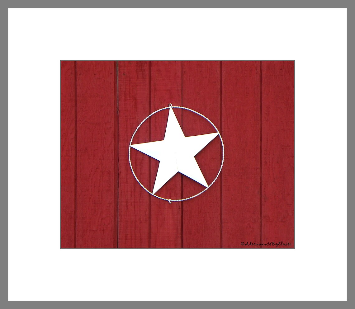 Rustic Red Barn With White Metal Lone Star Photograph, Rustic Red Barn ...