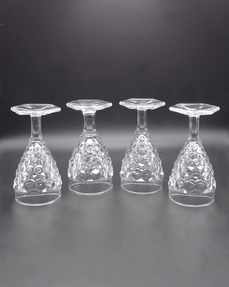 Fostoria American Clear Wine Glasses, Vintage Cube Motif Fostoria Wine ...