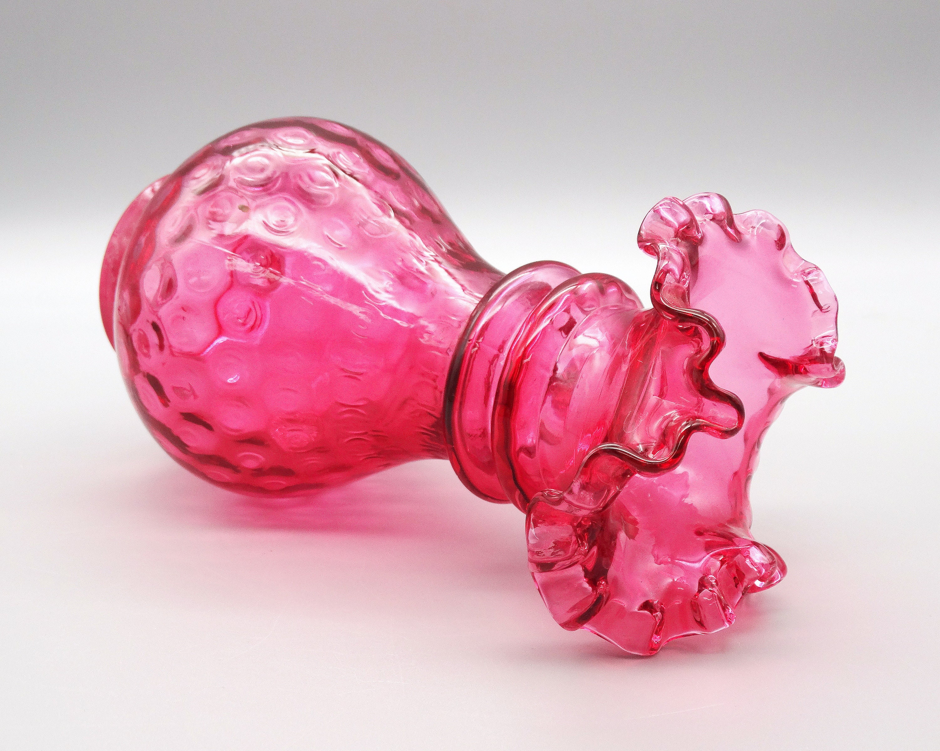 Ruby Overlay Fenton Ruffled Vase, Vintage Fenton Ruffled Ruby Vase ...